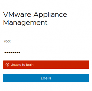 How to solve VMWare Appliance Management “Unable to login” with correct credentials